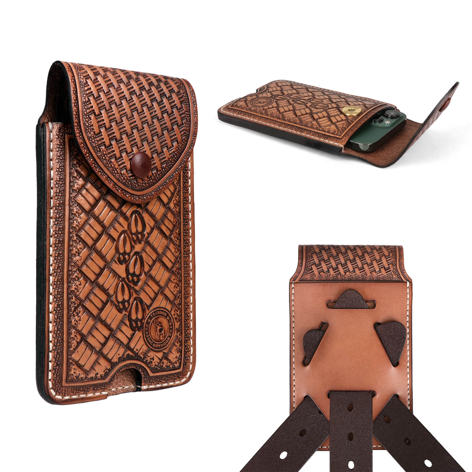 Tourbon Leather Cell Phone Holster for Belt Phones Holder