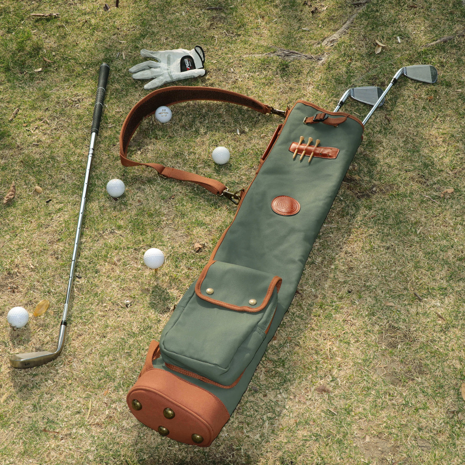 TOURBON Canvas Lightweight Sunday Golf Bag