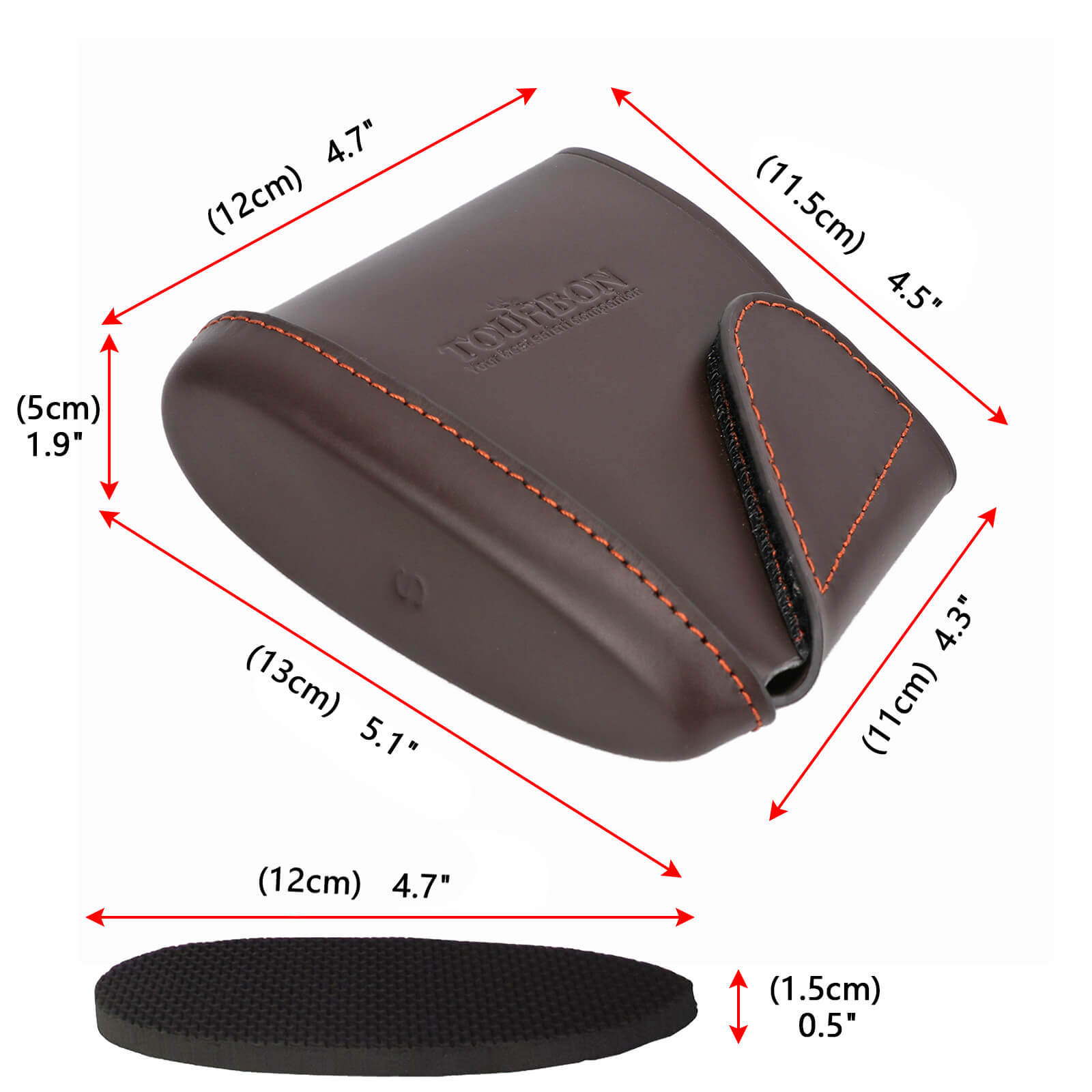 TOURBON Vintage Leather Buttstock Extension Slip On Recoil Pad