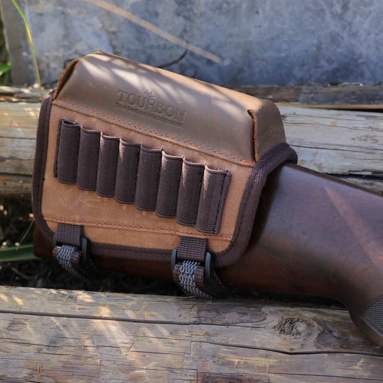 TOURBON Hunting Buttstock Cheek Rest Pad Shell Holder - Canvas Leather