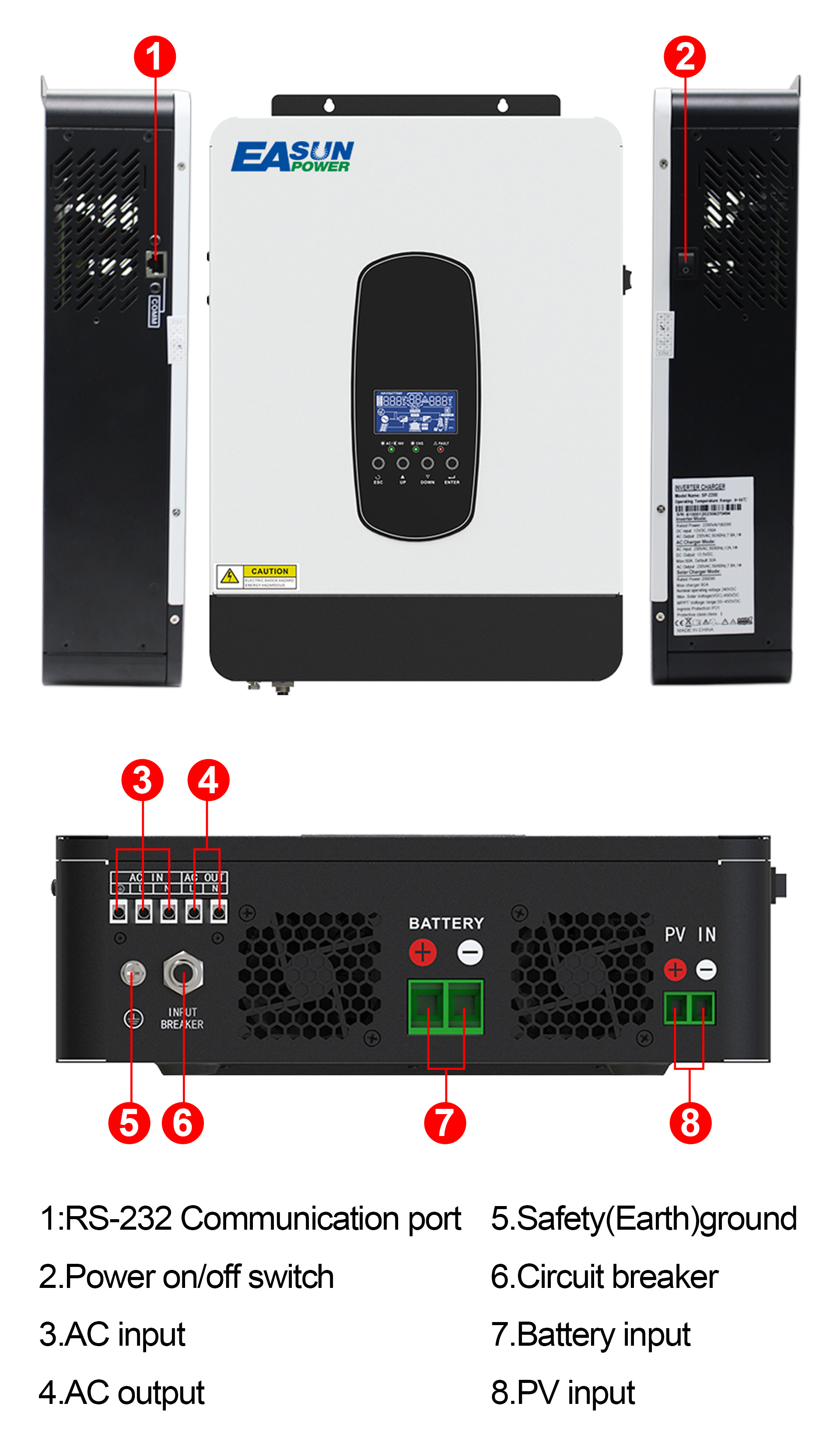 Easun Power 3.2KW Solar Inverter 80A MPPT Off Grid Inverter With WiFi