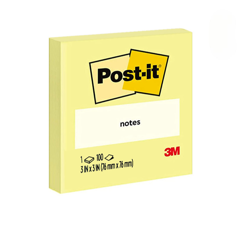 3M Post-it Notes 654 Yellow 3" x 3" 100'S (12PADS/PACK)