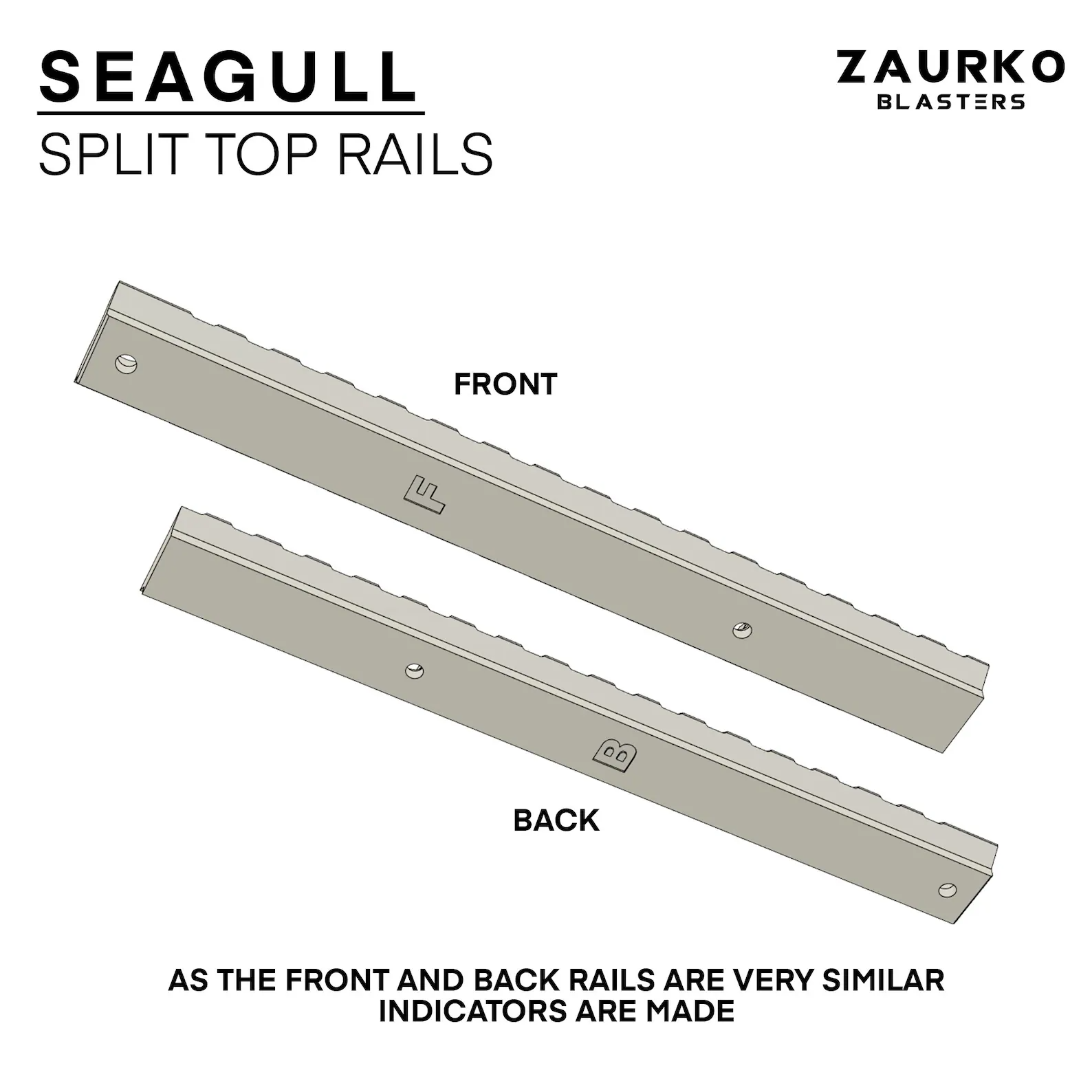 Zaurko Blasters - Seagull Split Top Rails (PLA+)