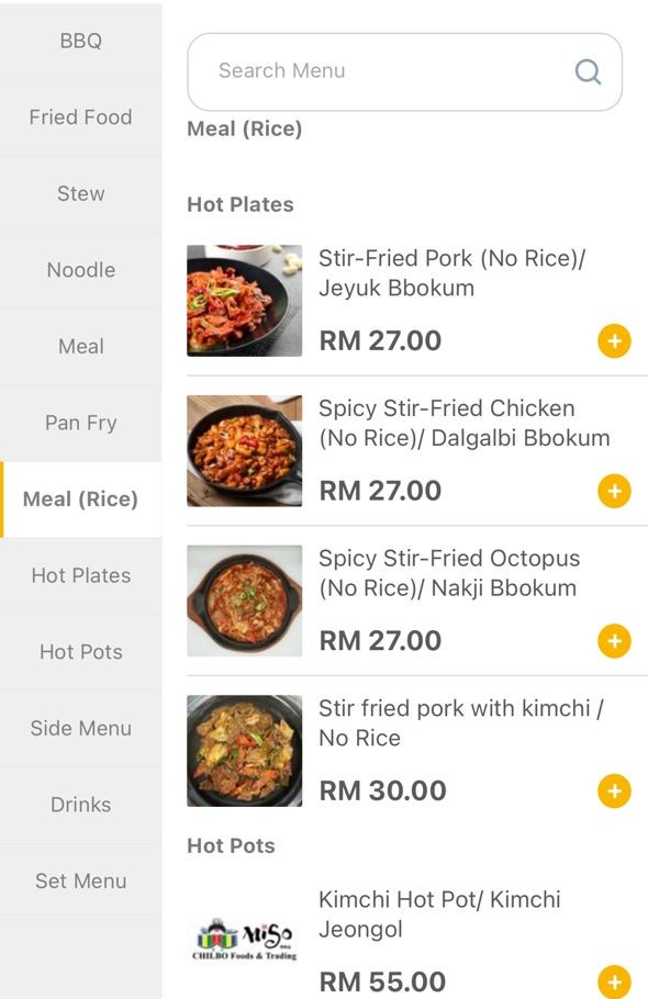 Miso Cheras Menu