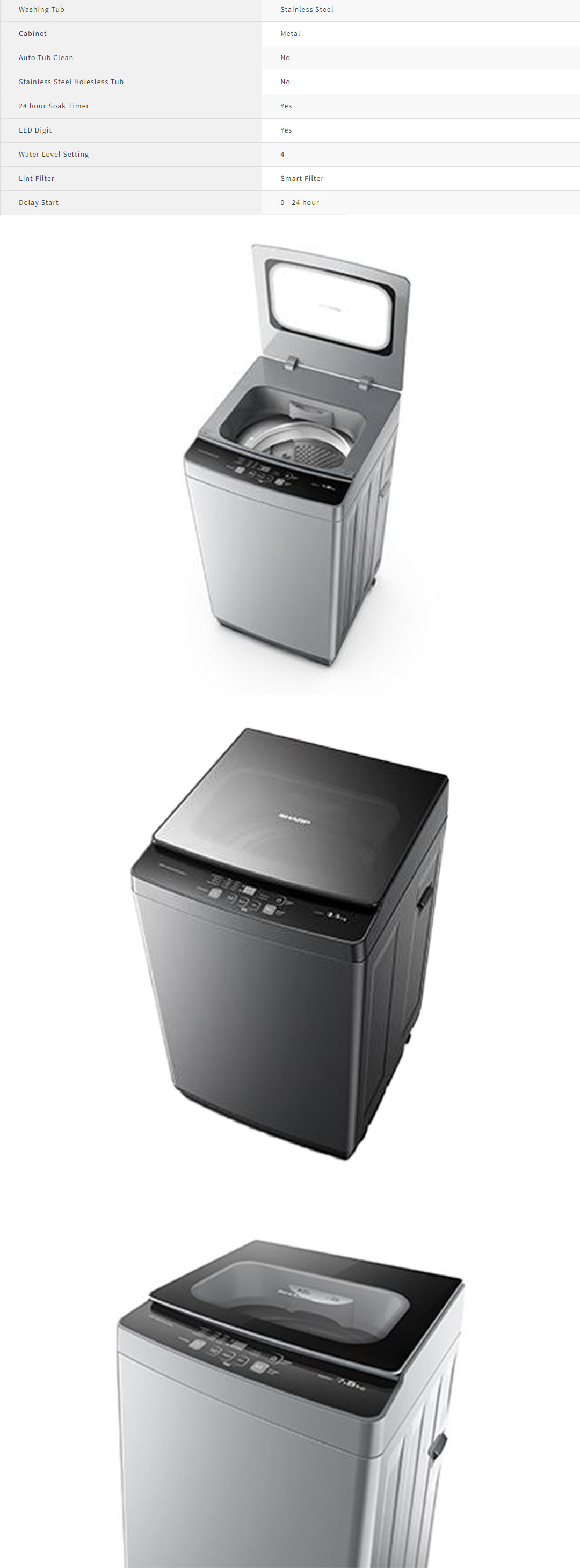 Sharp 8.5KG Top Load Washing Machine ESX8 | Fuzzy Control | Power-Off
