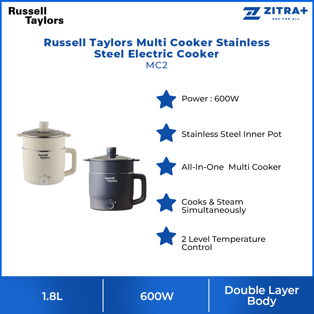 Russell Taylors 1.8L Multi Cooker Stainless Steel Electric Cooker MC2 ...
