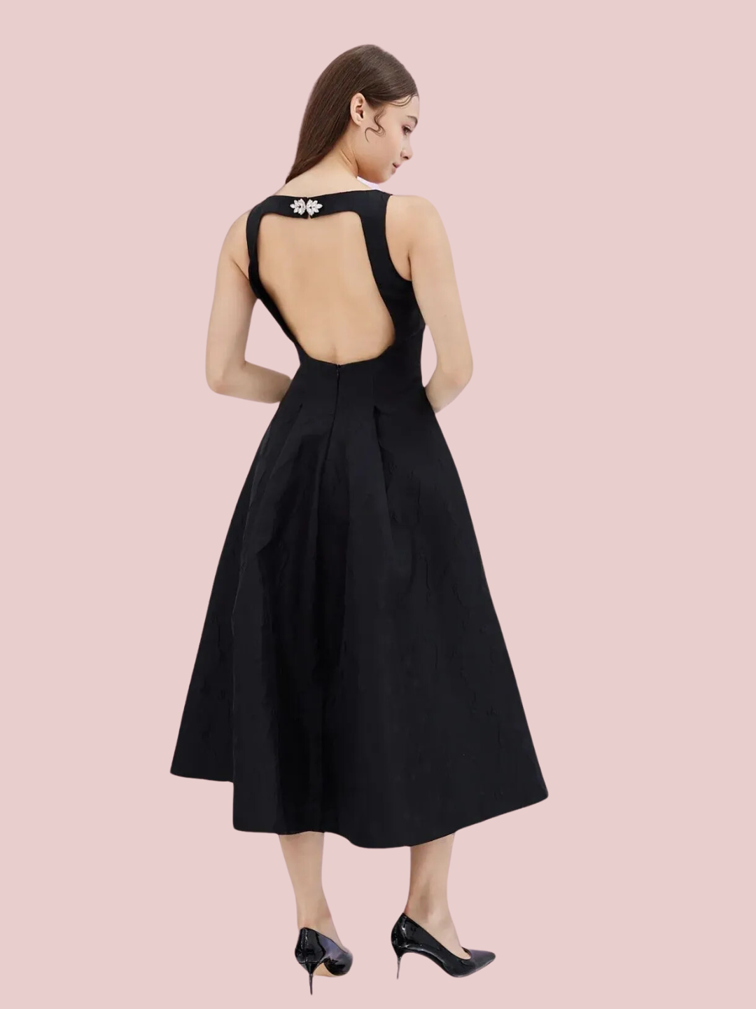 Gerrilyn Black Open Back Dress
