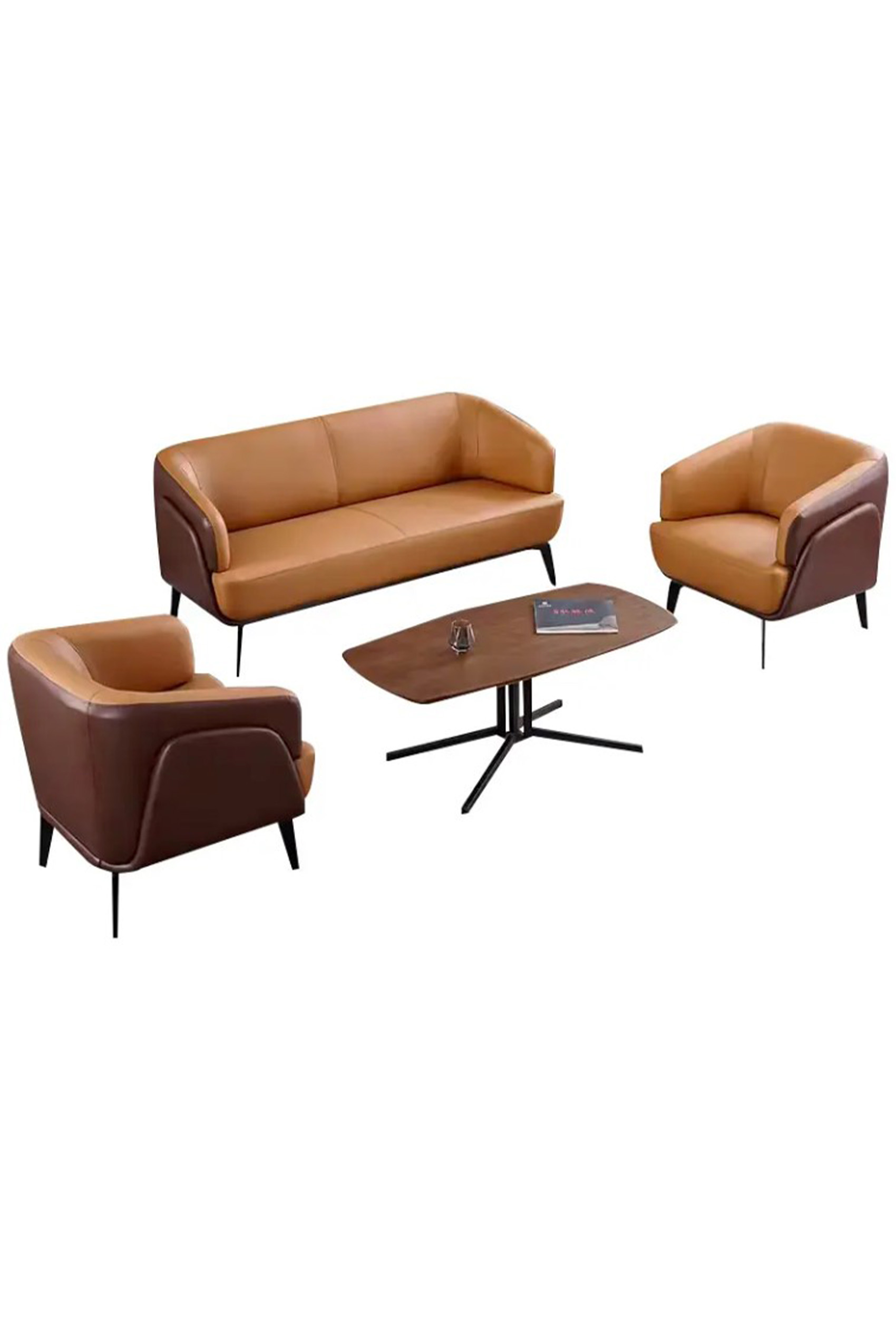Two tone brown leather couch store