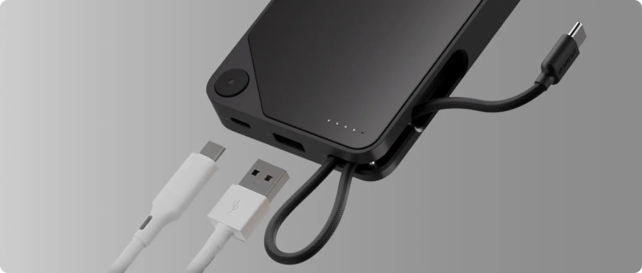 1-Power X Battery Pack (10,000mAh) with Built-in USB-C Cable