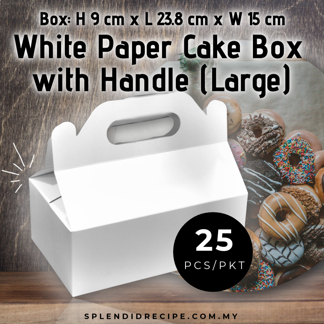 White Paper Handle Cake Box 9.5x6x3.5 (25 pcs)