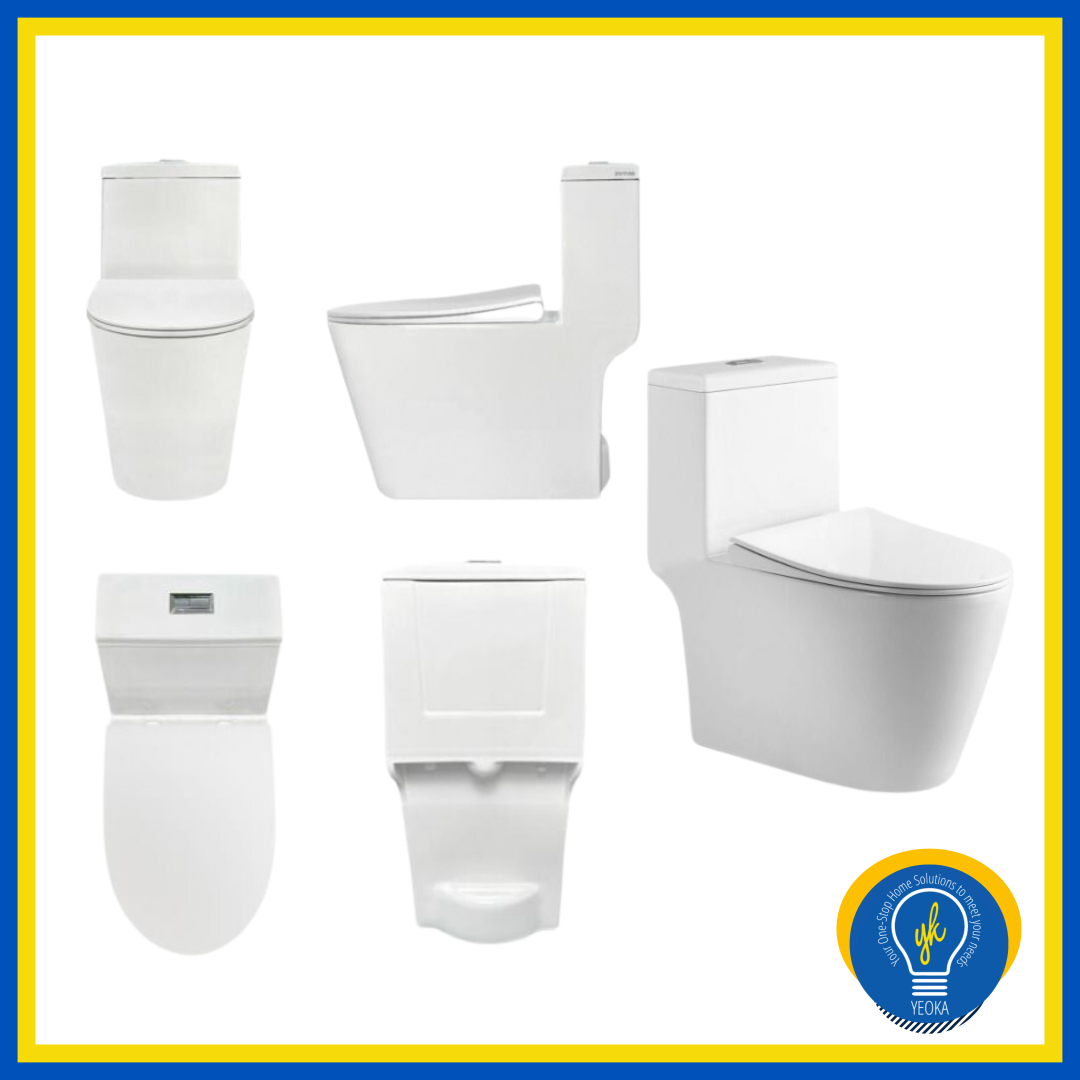 One-Piece Rimless (V-Shape) + Turbo Tornado Toilet Bowl (Bundle Set)