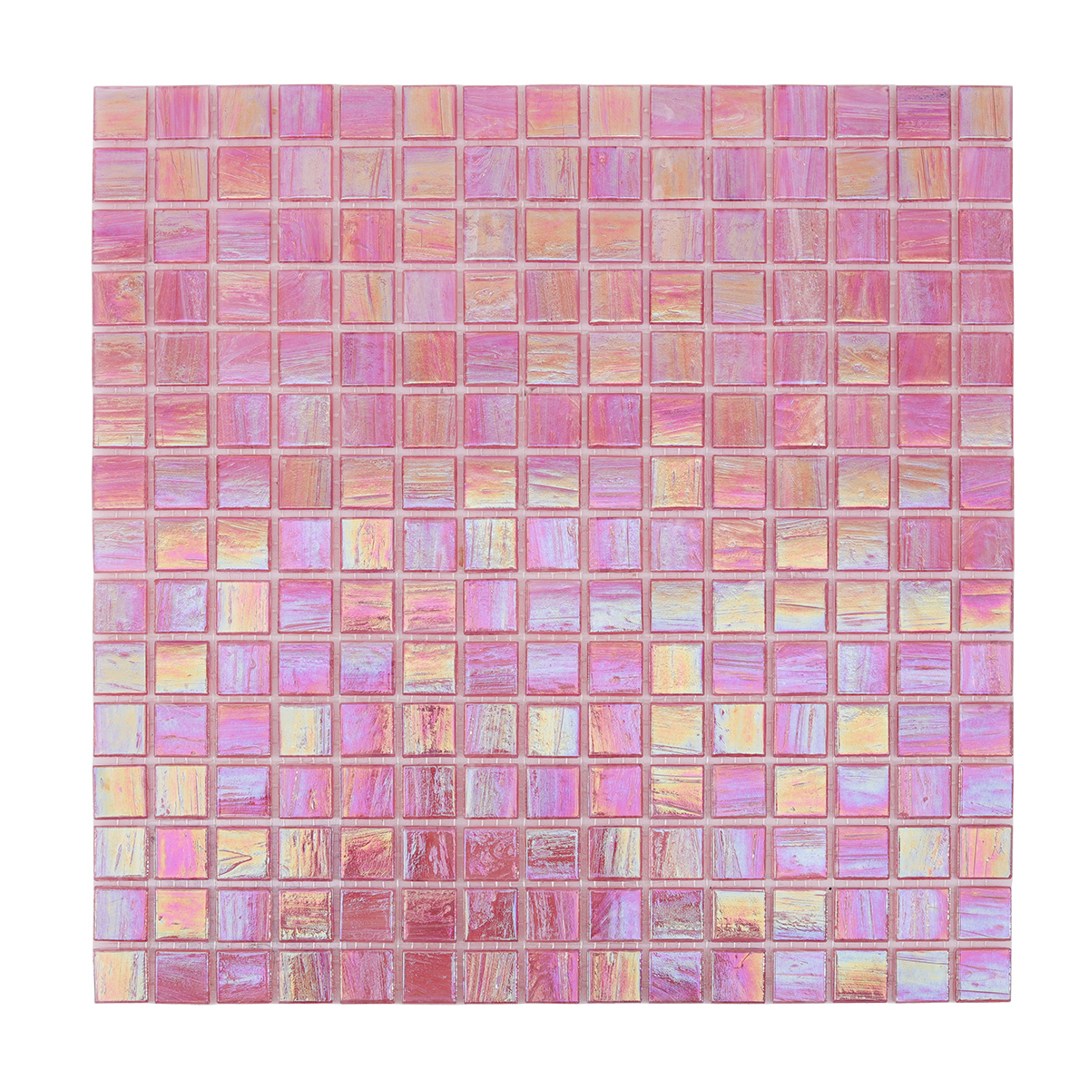 Pink Mosaic Glossy Iridescent Glass Wall and Floor Tiles