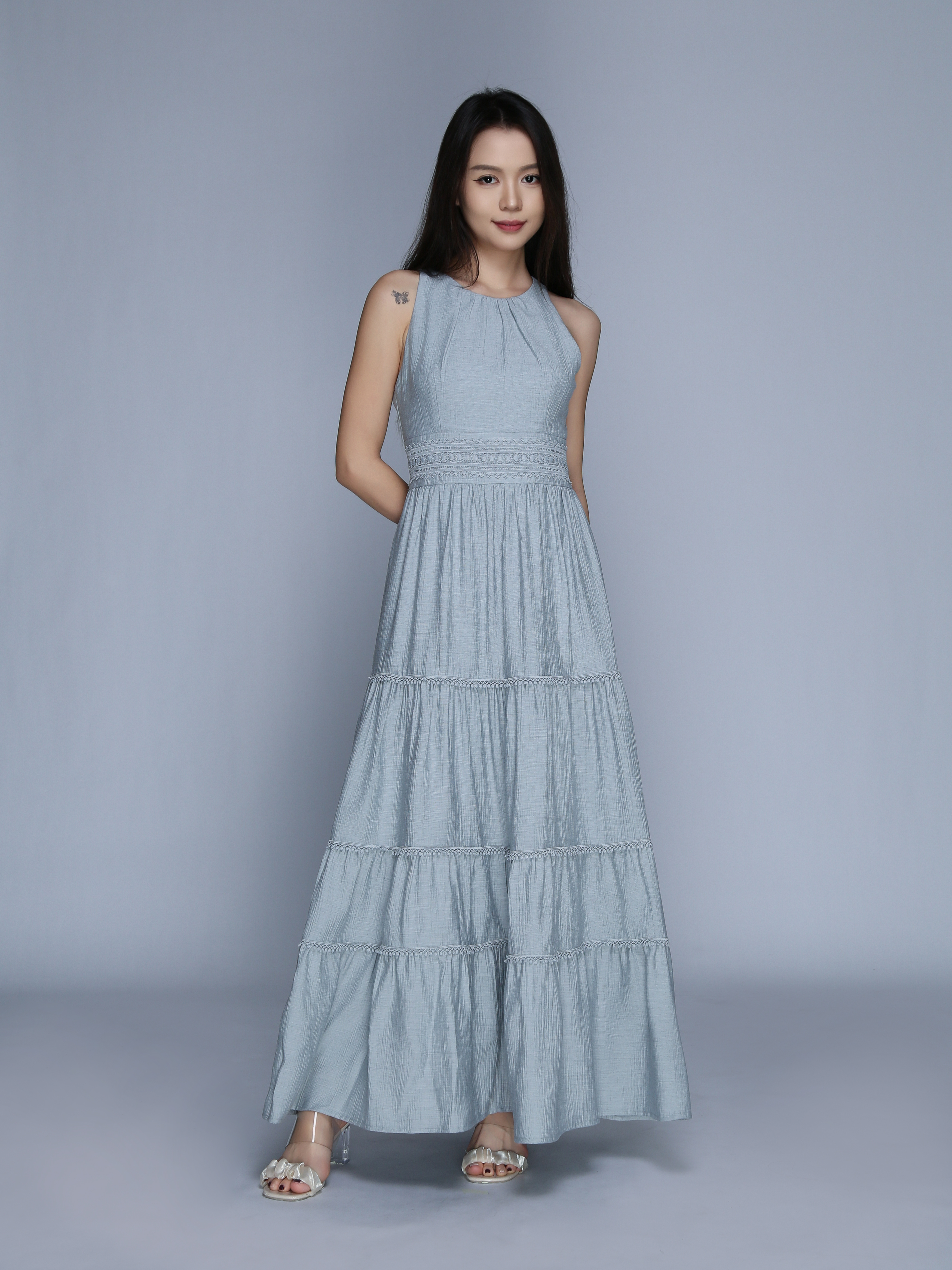 Sleeveless Back Zip Dress 38889 – AMPLE COUTURE