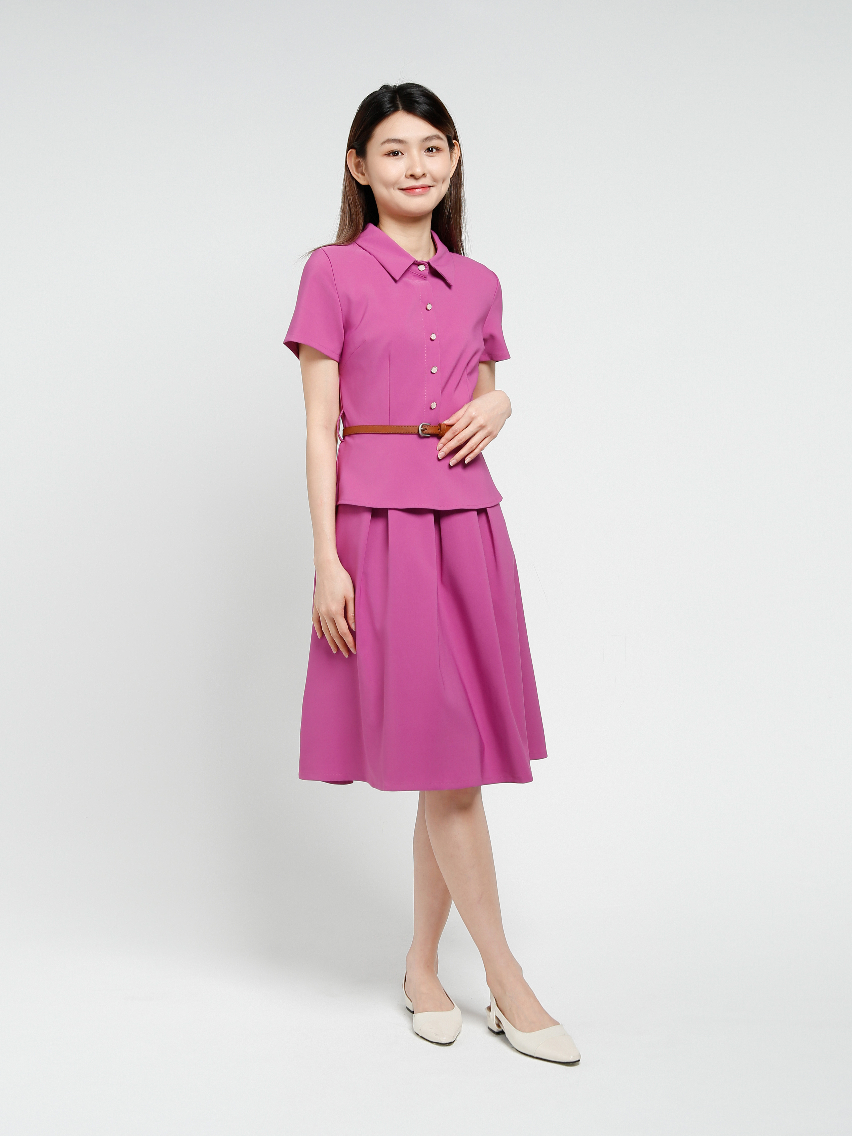 Front Button With Belt Dress 40535 – AMPLE COUTURE