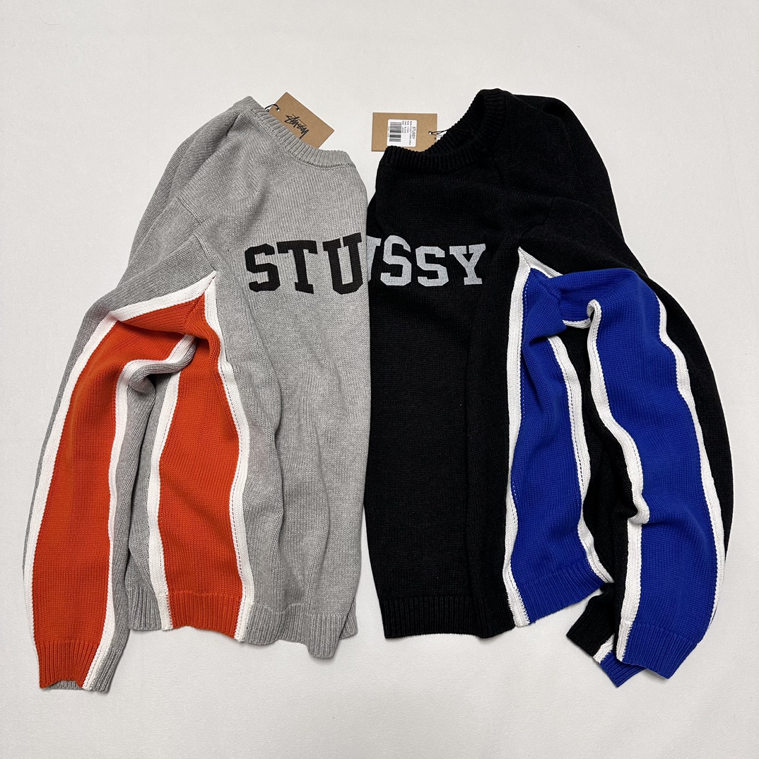 STUSSY CONTRAST STRIPE CREW RELAXED FIT(117253) STUSSY CONTRAST STRIPE CREW RELAXED FIT(117253)
