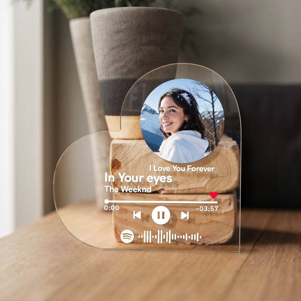 Custom Clear Acrylic Spotify Code Plaque Personalized Heart-Shaped ...