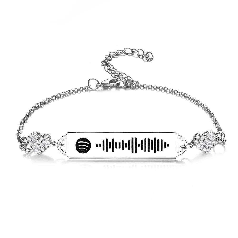 Custom Scannable Spotify Code Bracelet Diamond Heart Metal Creative Gi