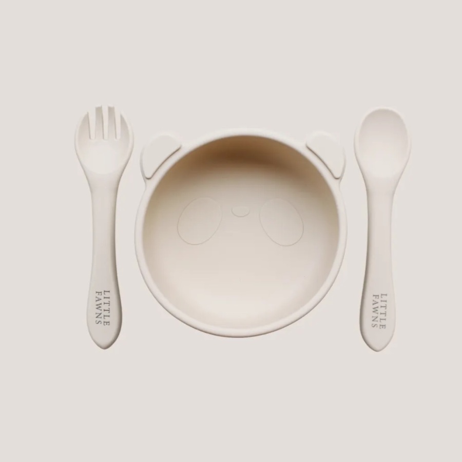 Silicone Suction Panda Bowl in Beach Sand