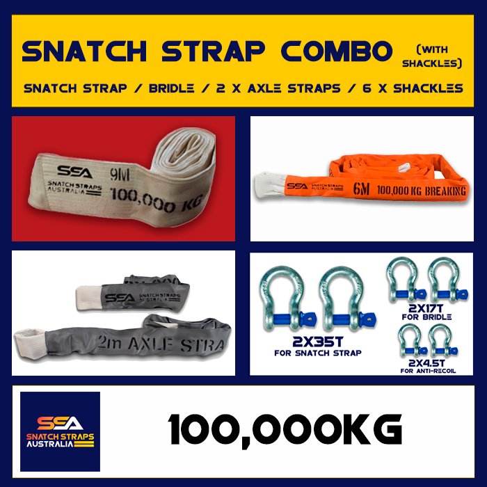 SSA Snatch Strap Combo 100Tonne or 100000kgs with Shackle Pack