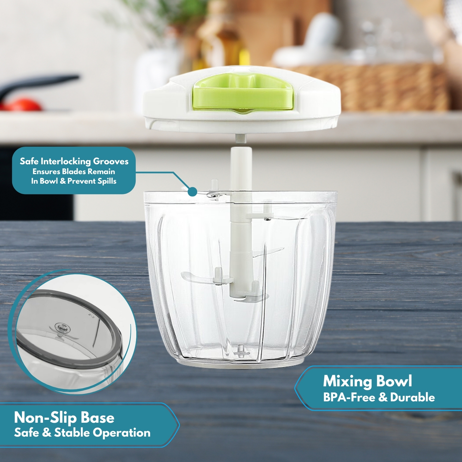 Amark Kitchen Collection Pullstring Spin Food Chopper with 900ml Bowl