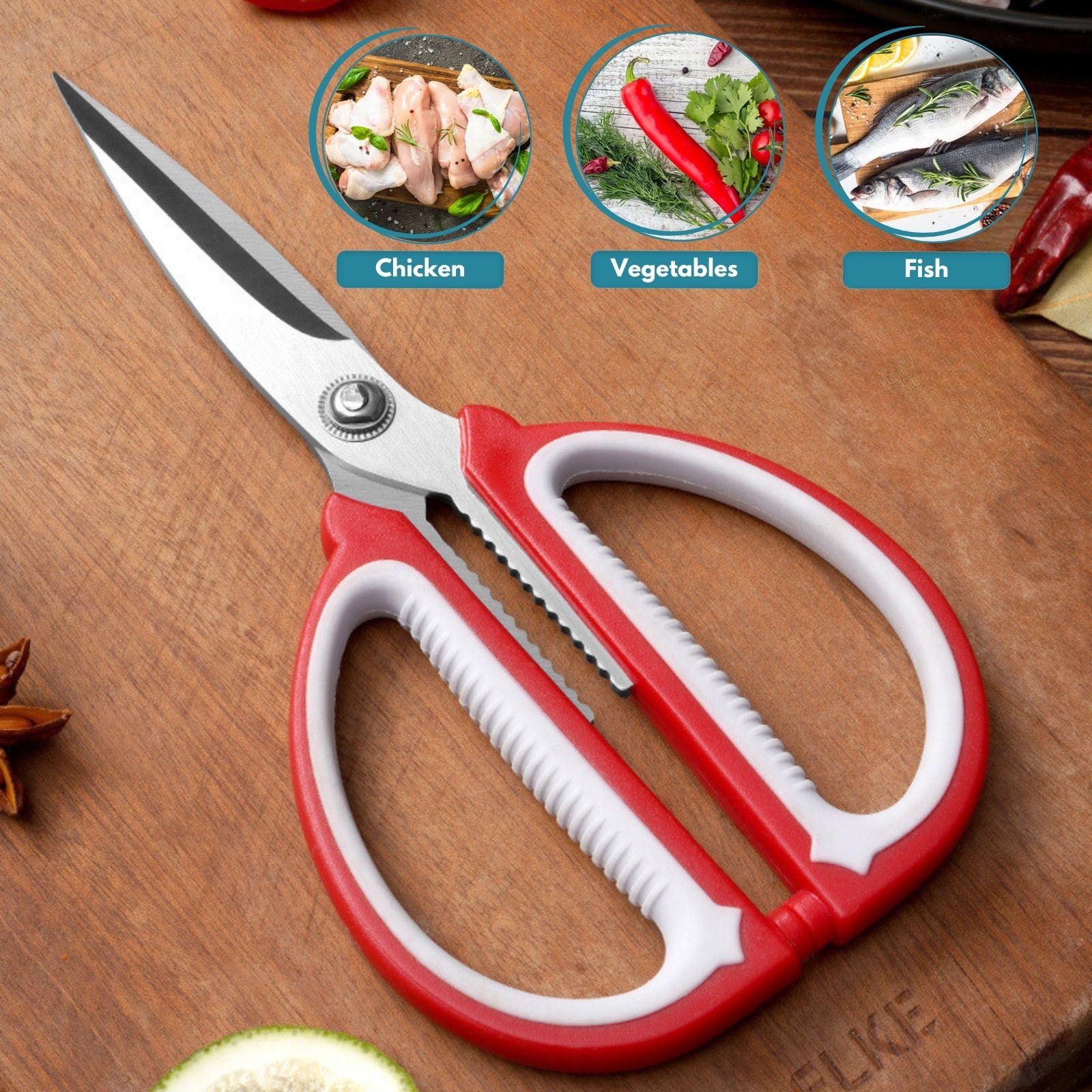 Amark Kitchen Collection Kitchen Scissors - For Cutting Meats, Fish, V