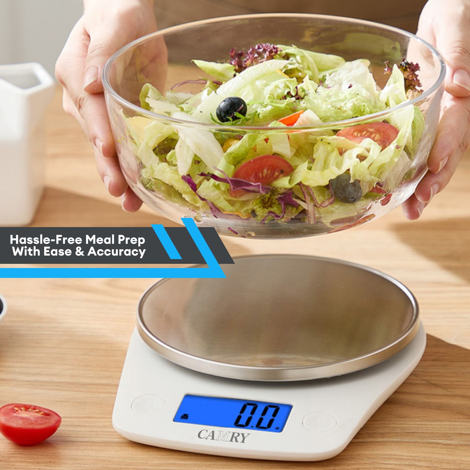 Camry Digital Kitchen Scale 5kg with Stainless Steel Weighing Platform