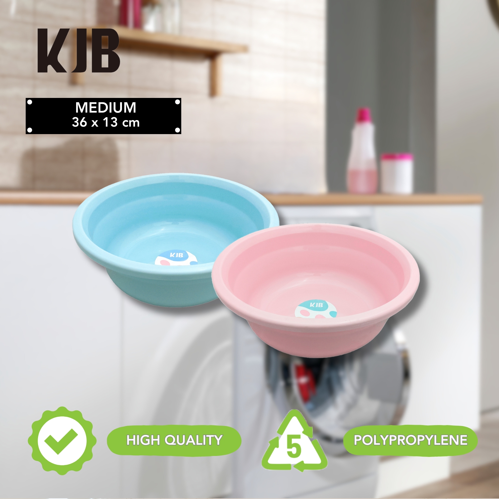 KJB Plastic Rounded Basin Tub - High Quality Polypropylene Multipurpos
