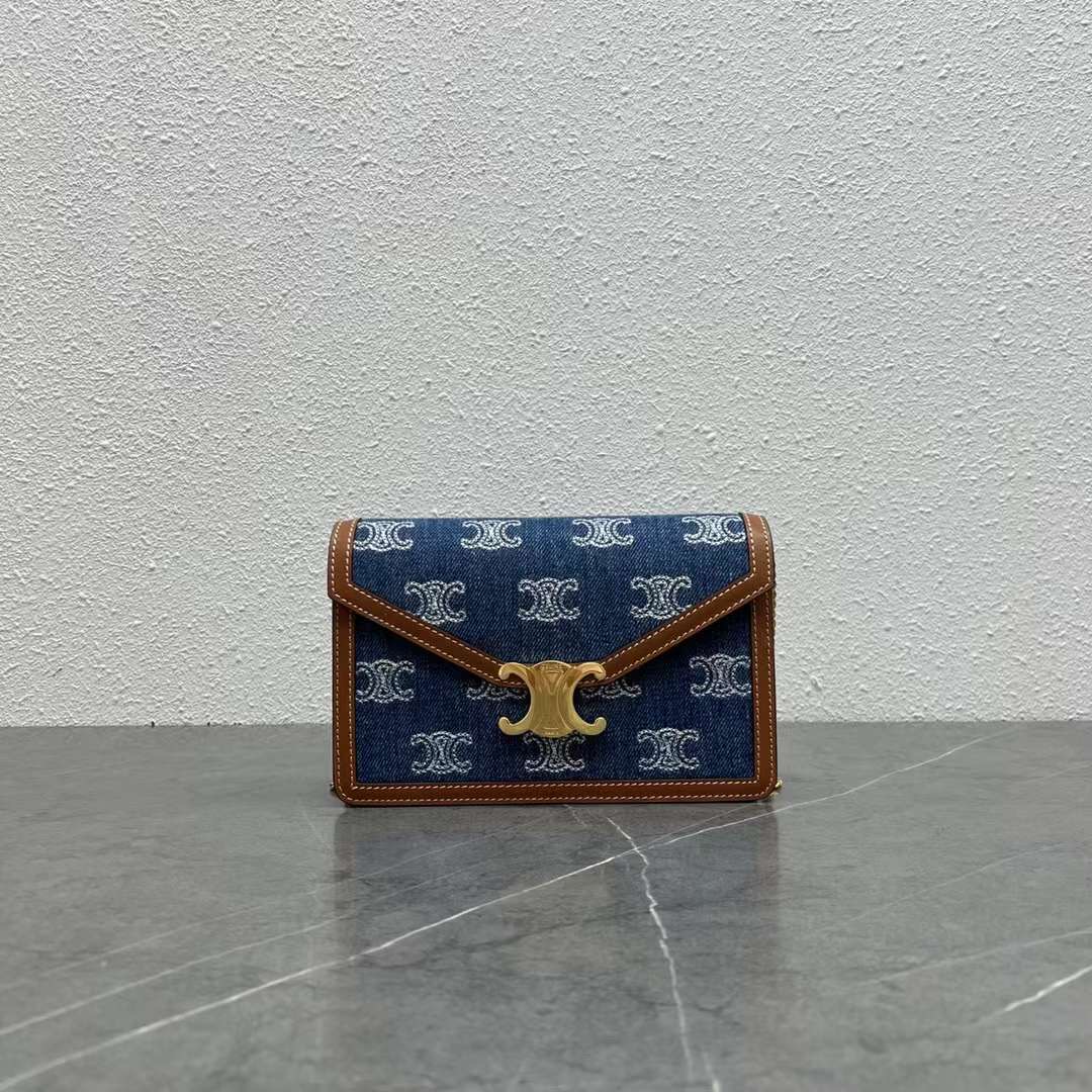 Celine Triomphe Wallet On Chain Denim-浦山時計店