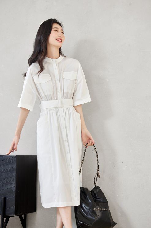 Simple Cotton Shirt Dress – VIMLYSTORE