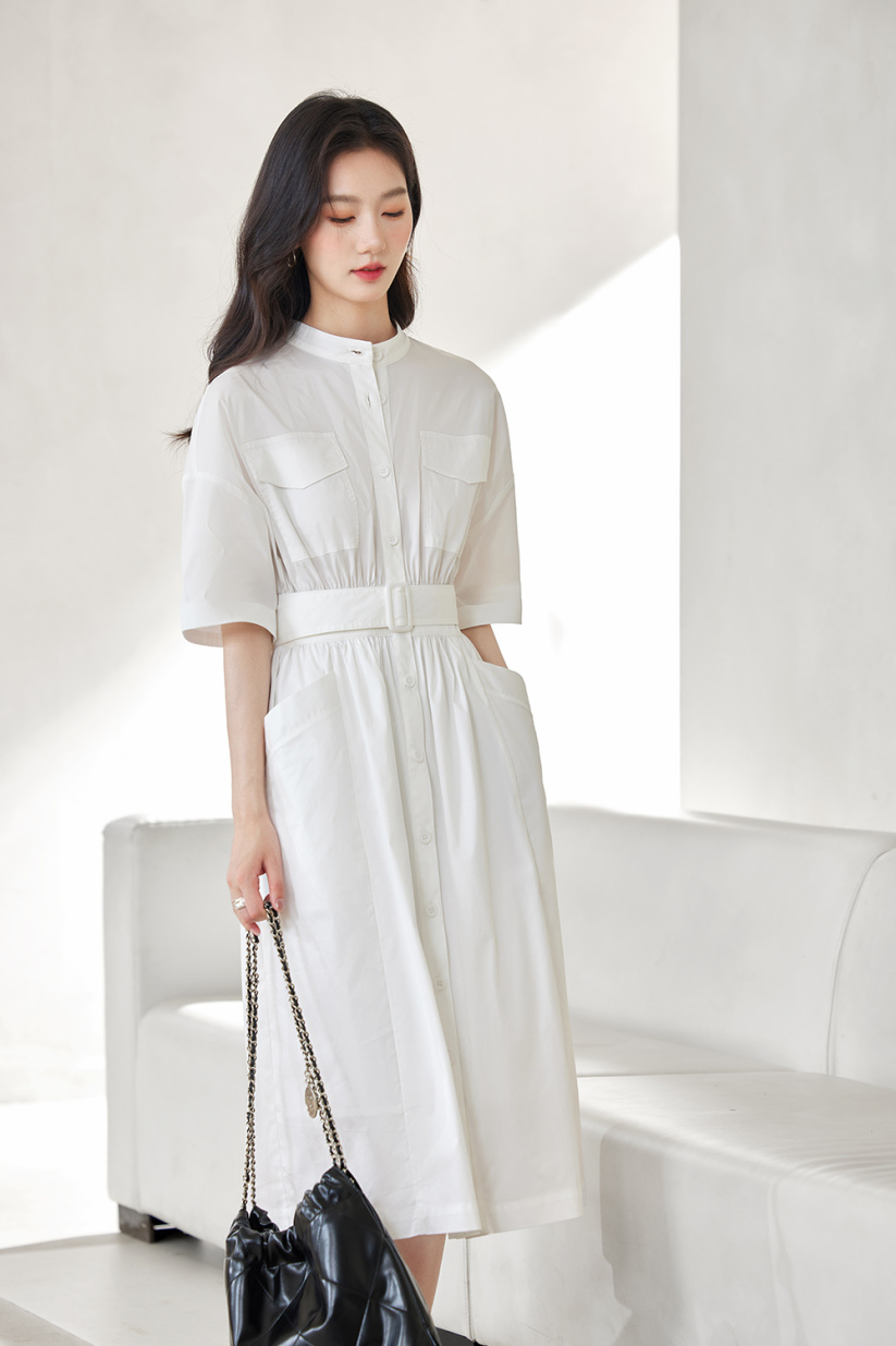 Simple Cotton Shirt Dress – VIMLYSTORE