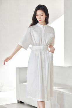 Simple Cotton Shirt Dress – VIMLYSTORE