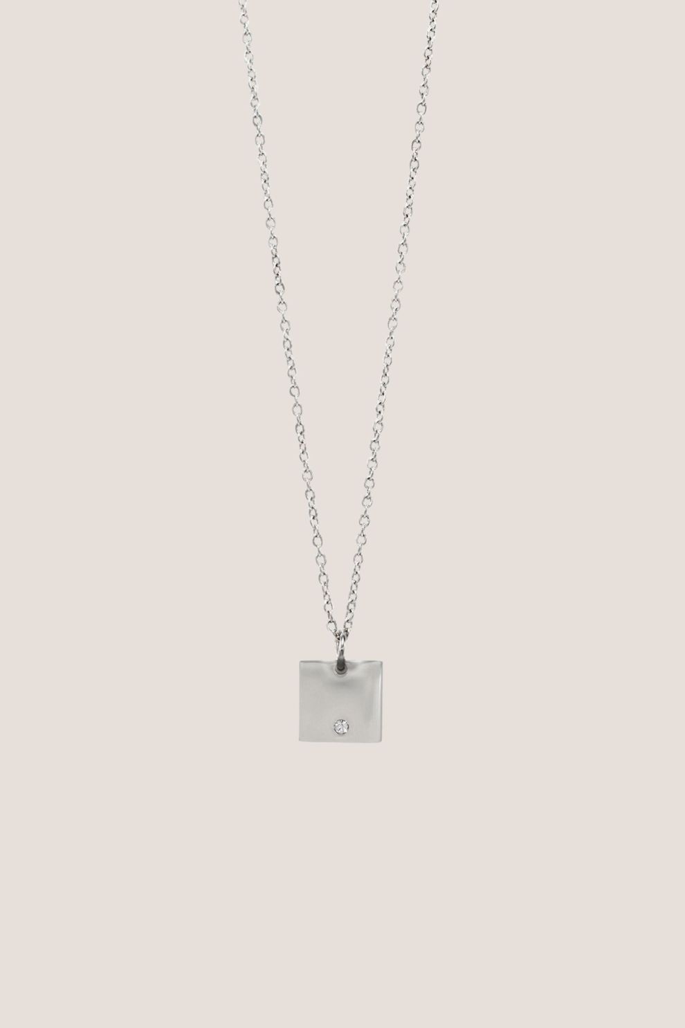 Square Silver Chain Pendant Necklace | Gung Jewellery