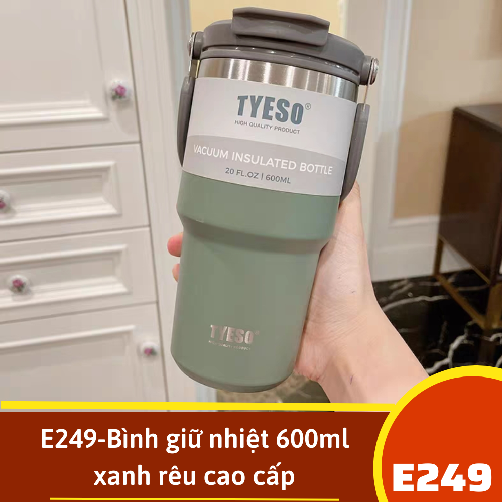 E249-Bình giữ nhiệt 600ml xanh rêu cao cấp