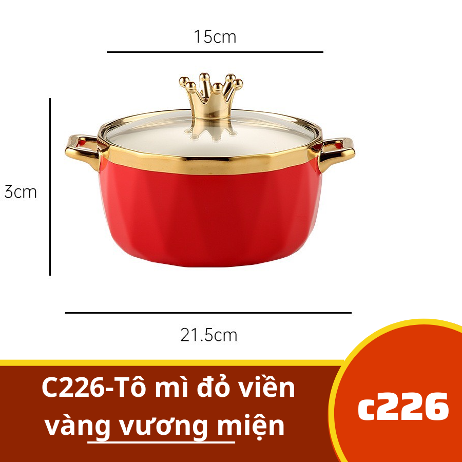 C226-Tô mì đỏ viền vàng vương miện