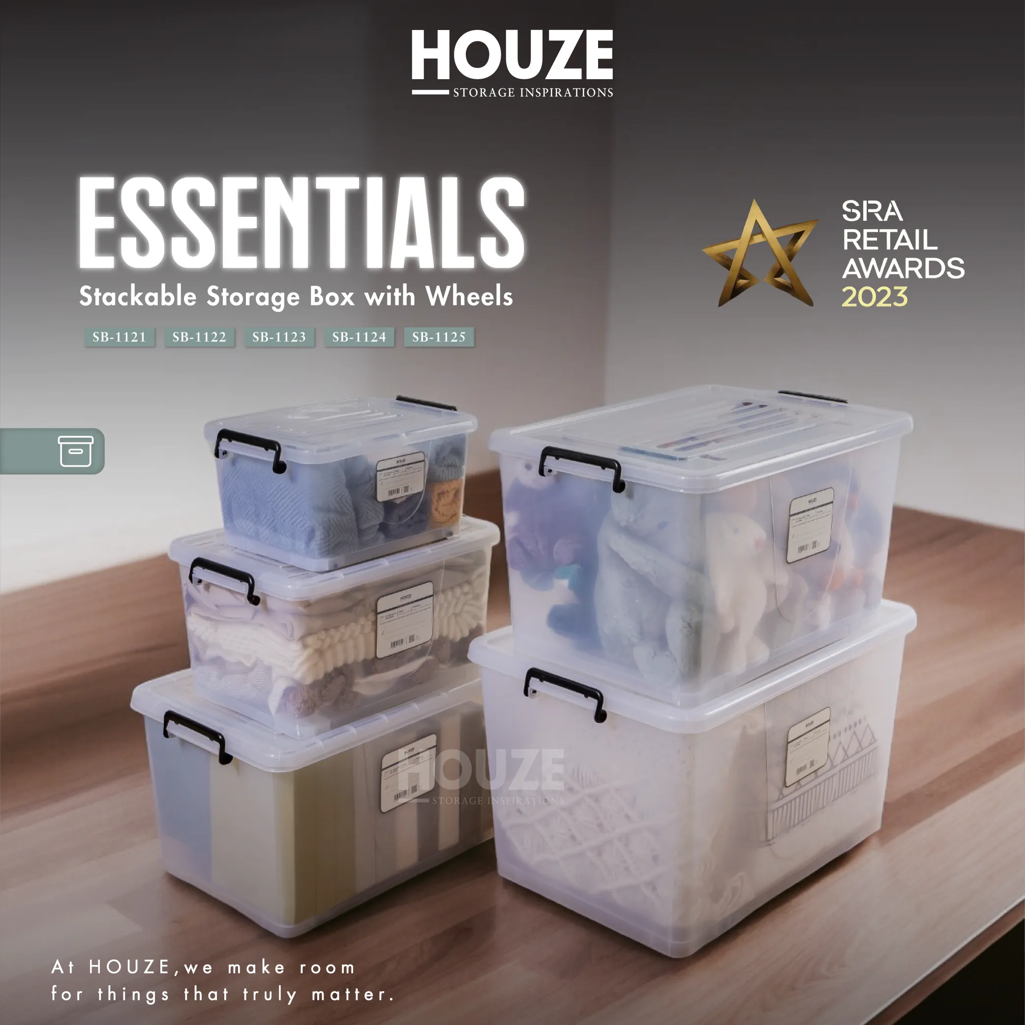 Get Organized with HOUZE ESSENTIALS Series: Stackable Boxes on Wheels
