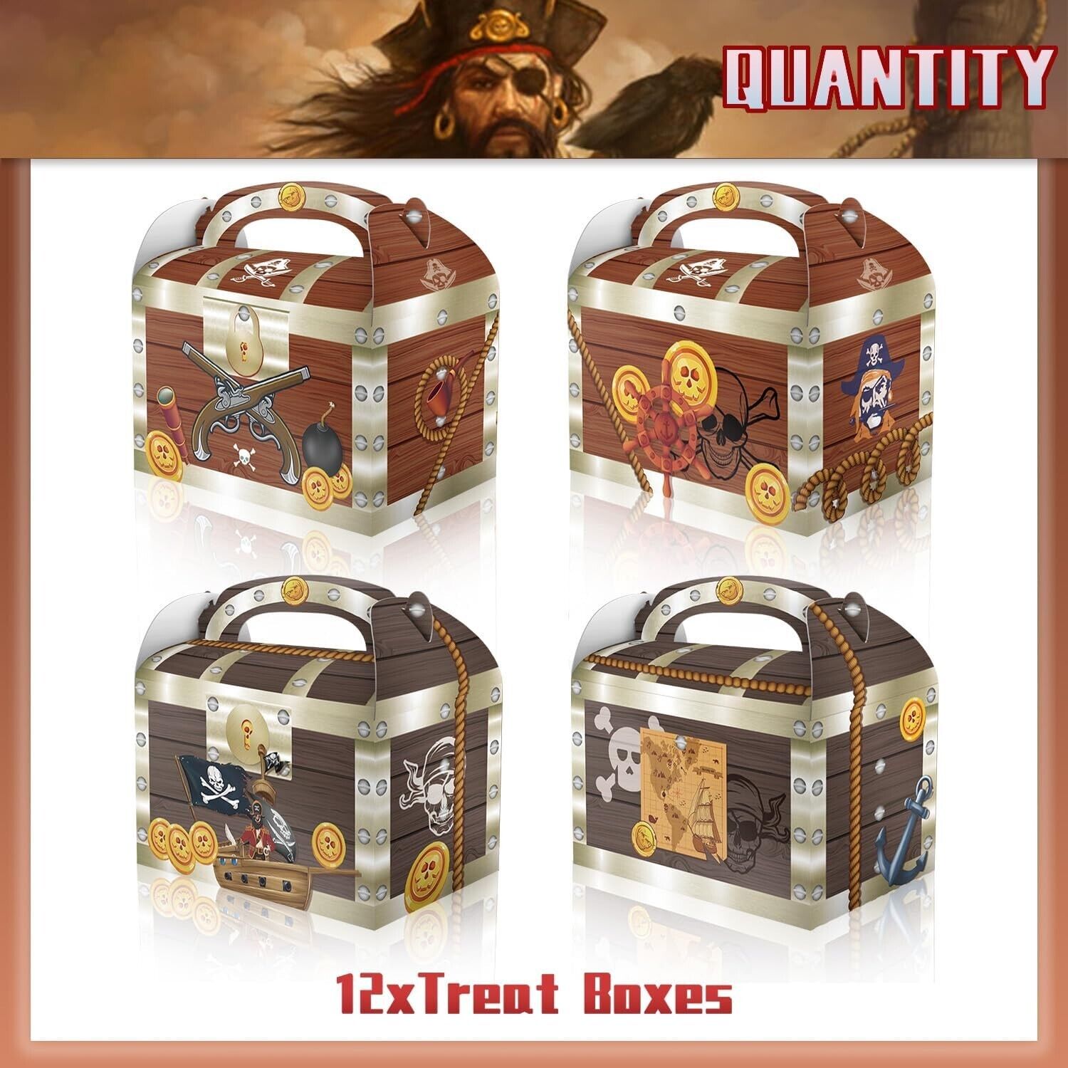 Pirate Treasure Chest Party Favour Loot Boxes 12 Pack