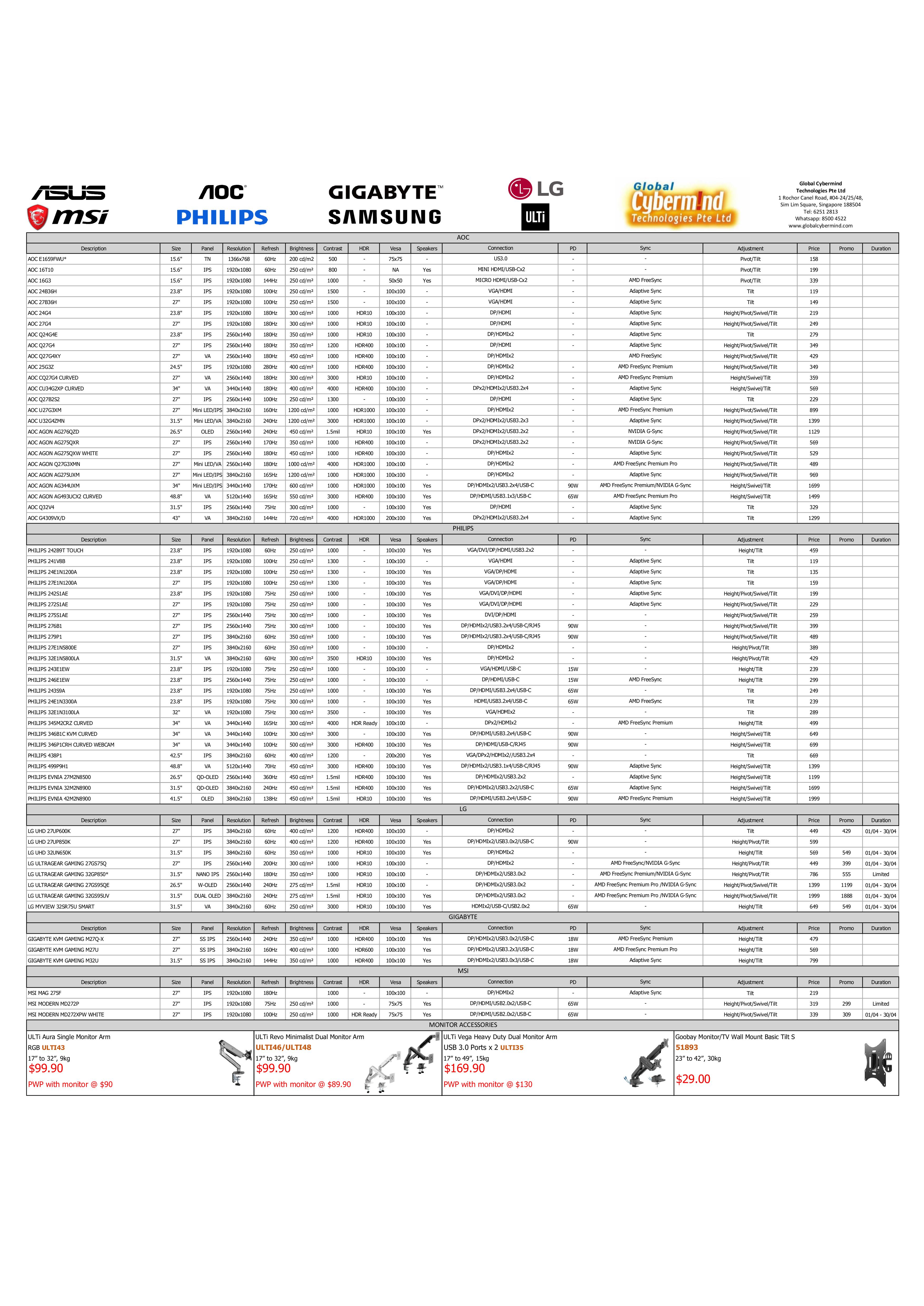Price List