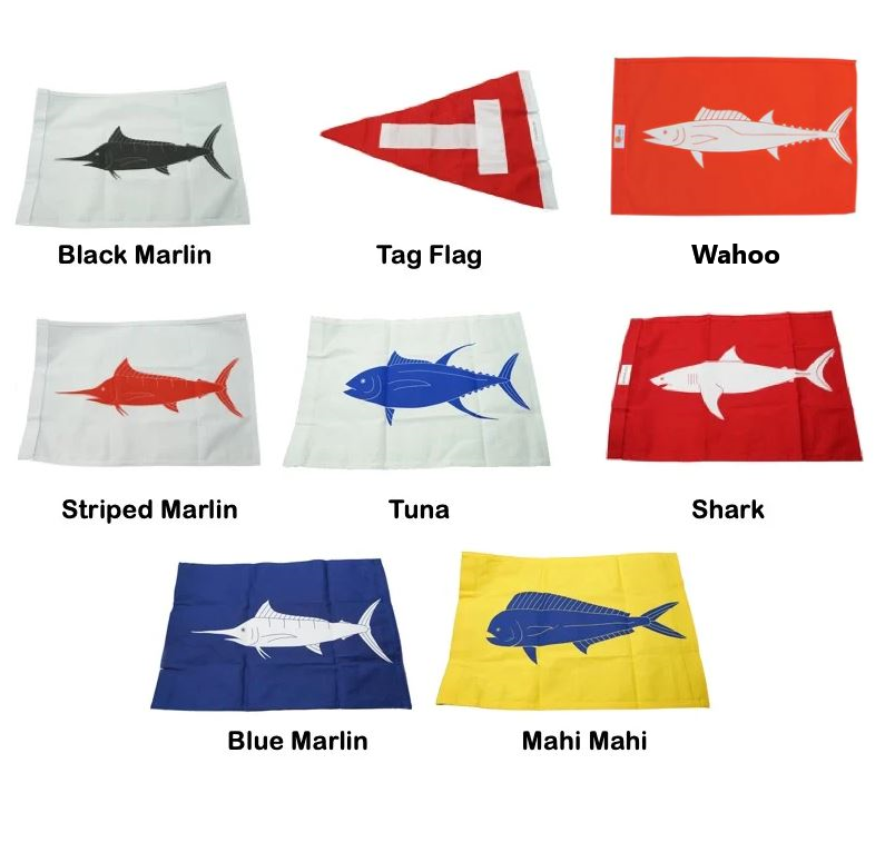 Black PeteGame Fishing Tag Flags Marlin,Tuna,Wahoo,Shark etc. Species ...