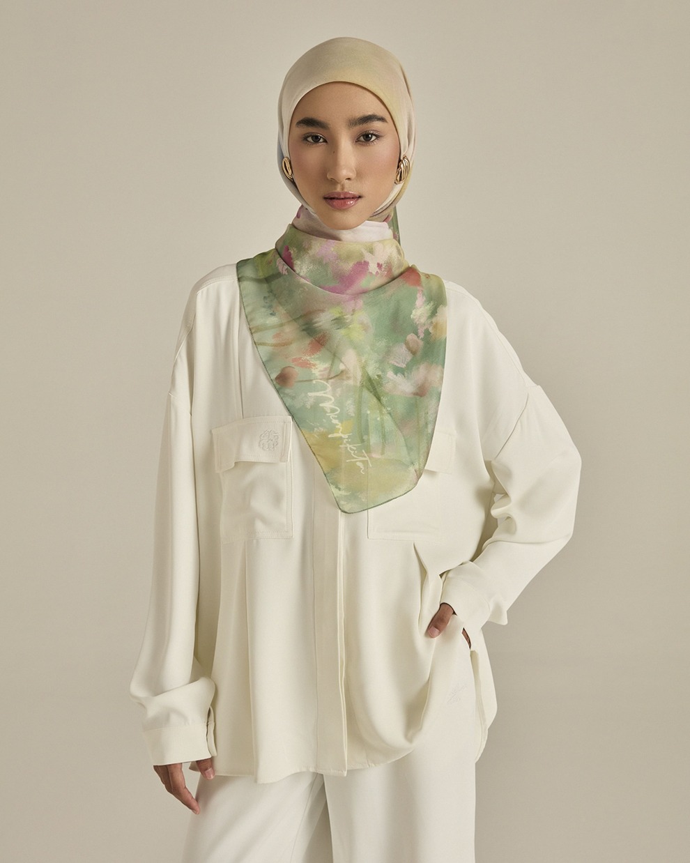 Buy Nadya White Monogram Loose Shirt | Mimpikita
