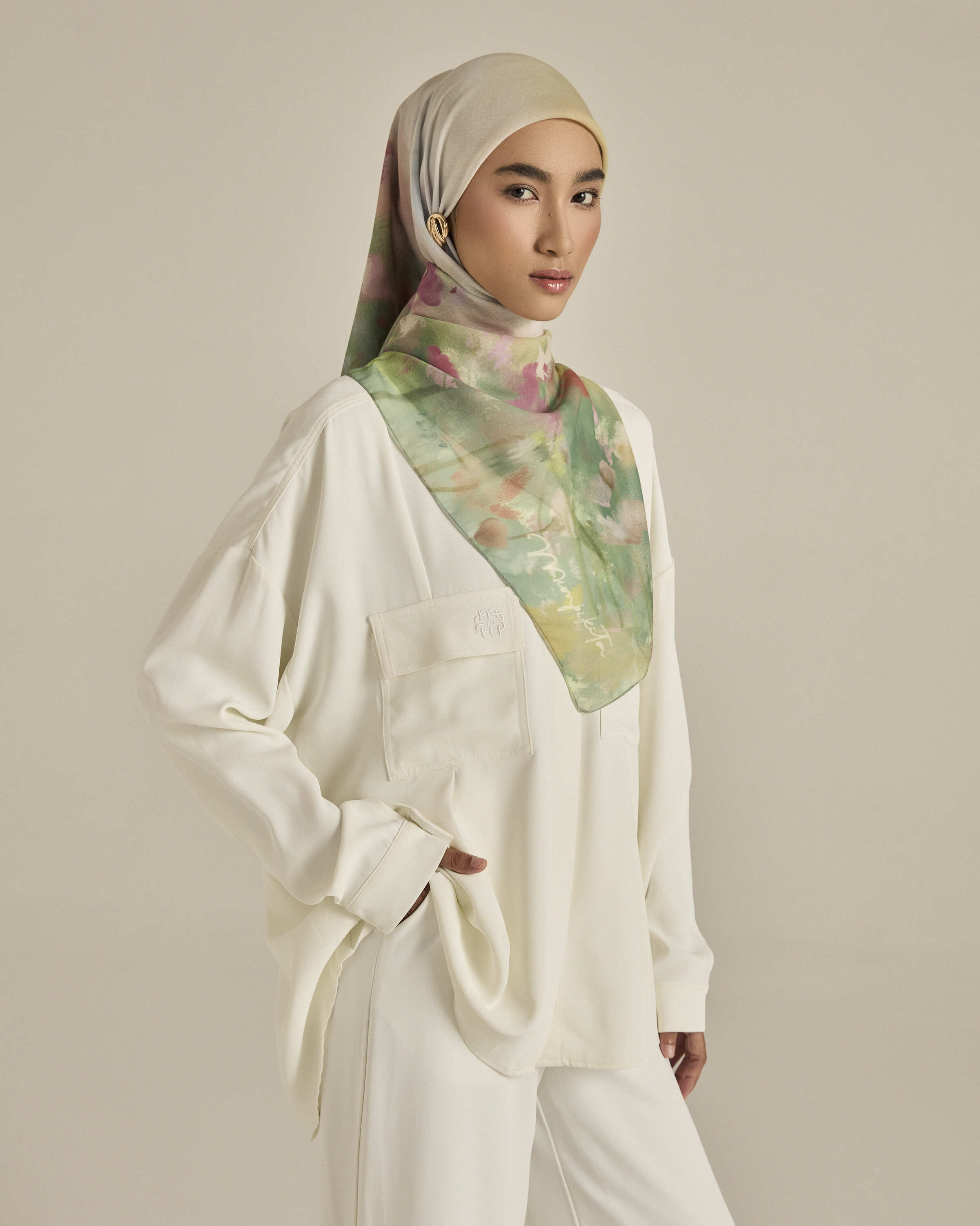 Buy Nadya White Monogram Loose Shirt | Mimpikita