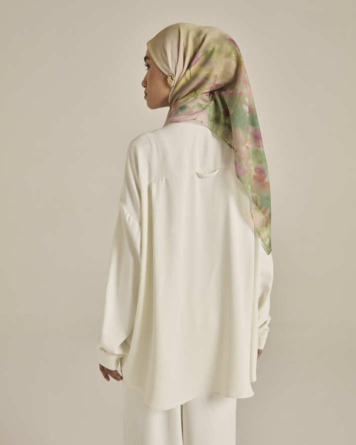 Buy Nadya White Monogram Loose Shirt | Mimpikita