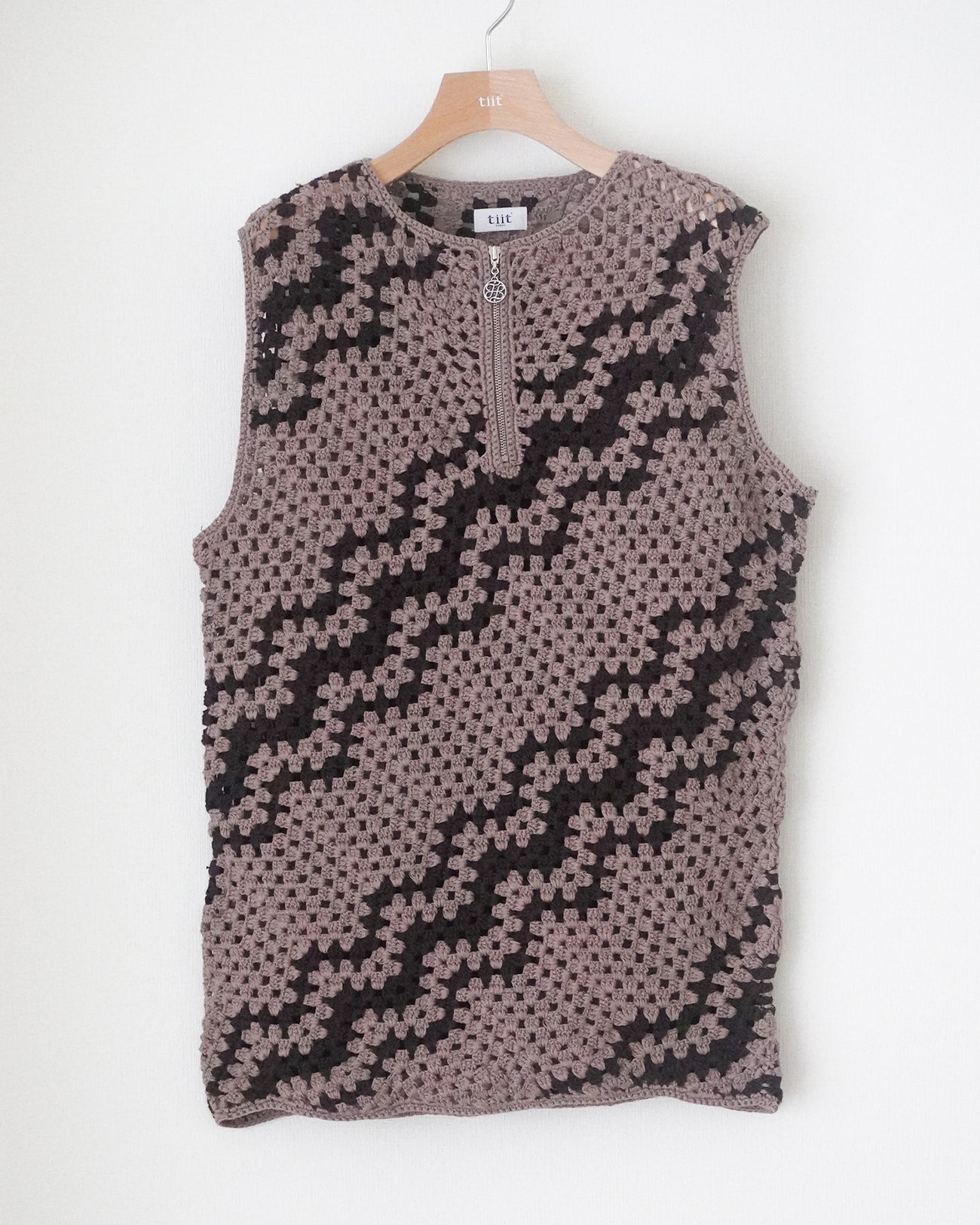 Aa9 Tiit Crochet Knit Tops Pink X Brown