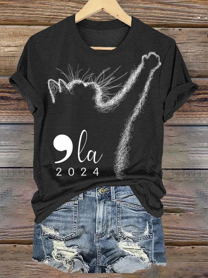 Women's Cat Comma La Print T-Shirt