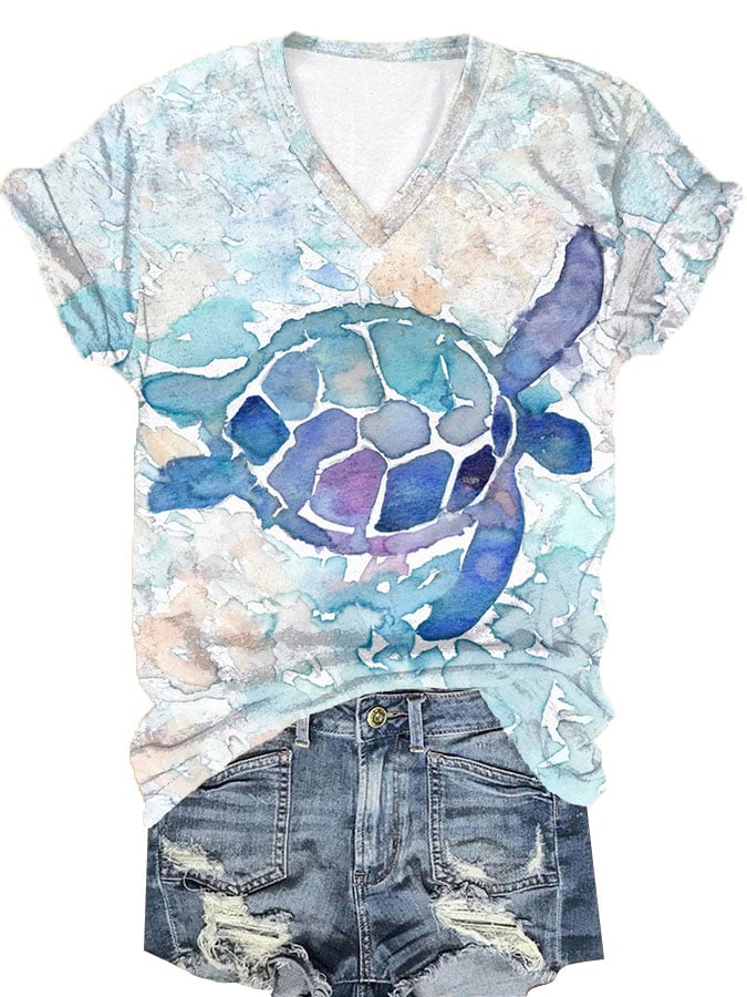 Women's Maui Sea Turtle Print T-Shirt