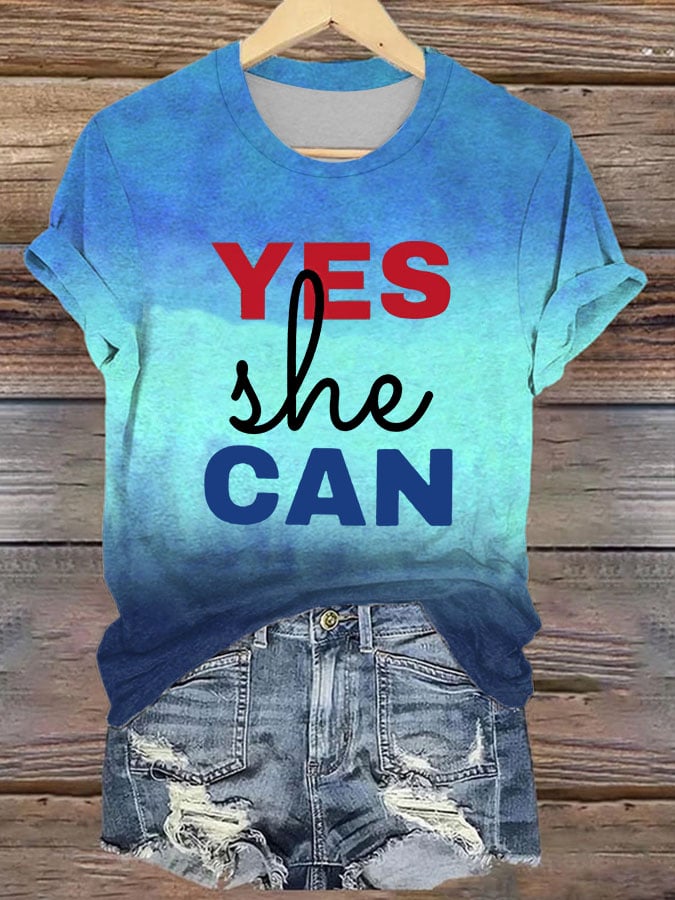 Women's Yes, She Can Print Shirt