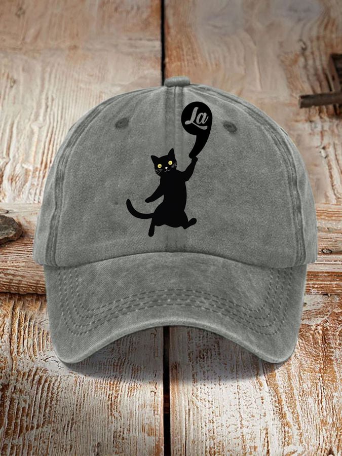 Black Cat Comma La Print Hat