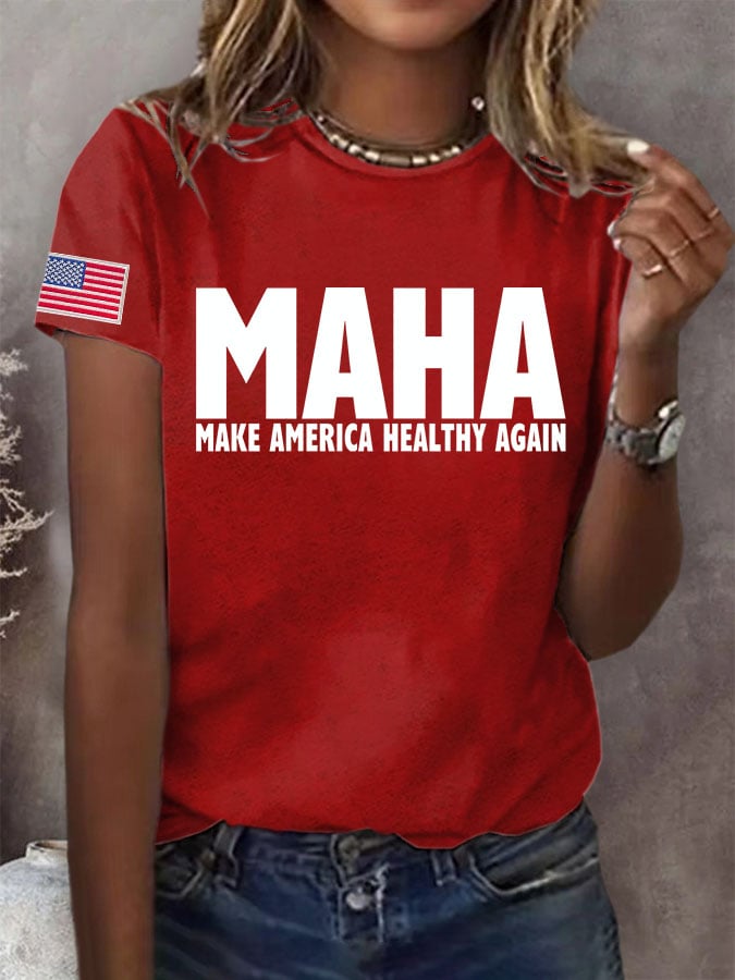 Women'S Maha Make America Healthy Again Printed T-Shirt