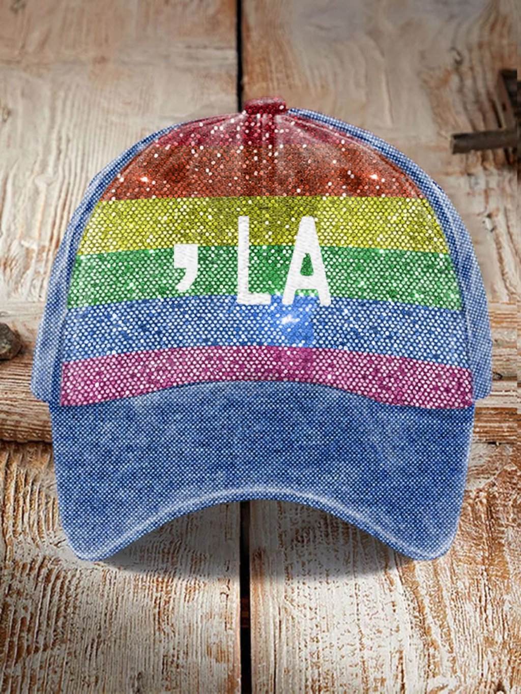 Unisex Rainbow Gliter Comma La Pride Print Hat