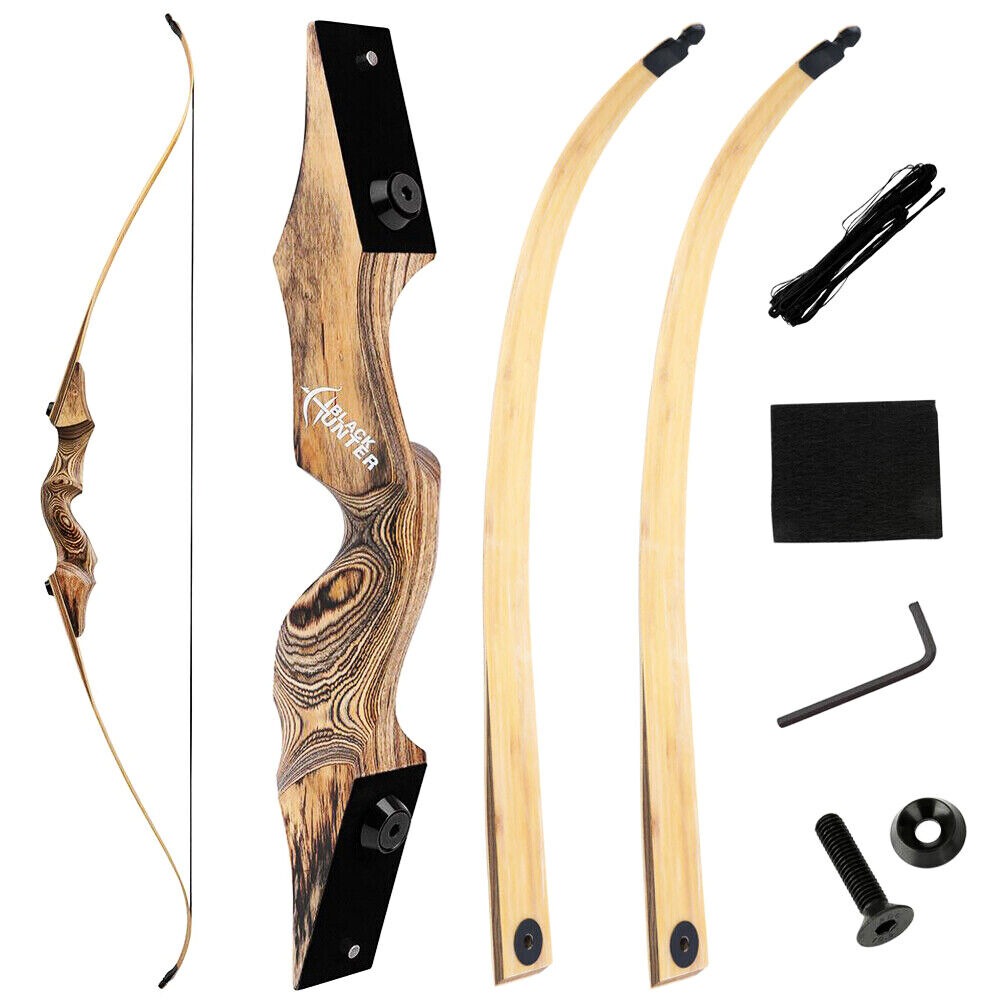 Wooden Recurve Bow And Arrow Left Handed Bow Of Wild Oak With 4 Arrows