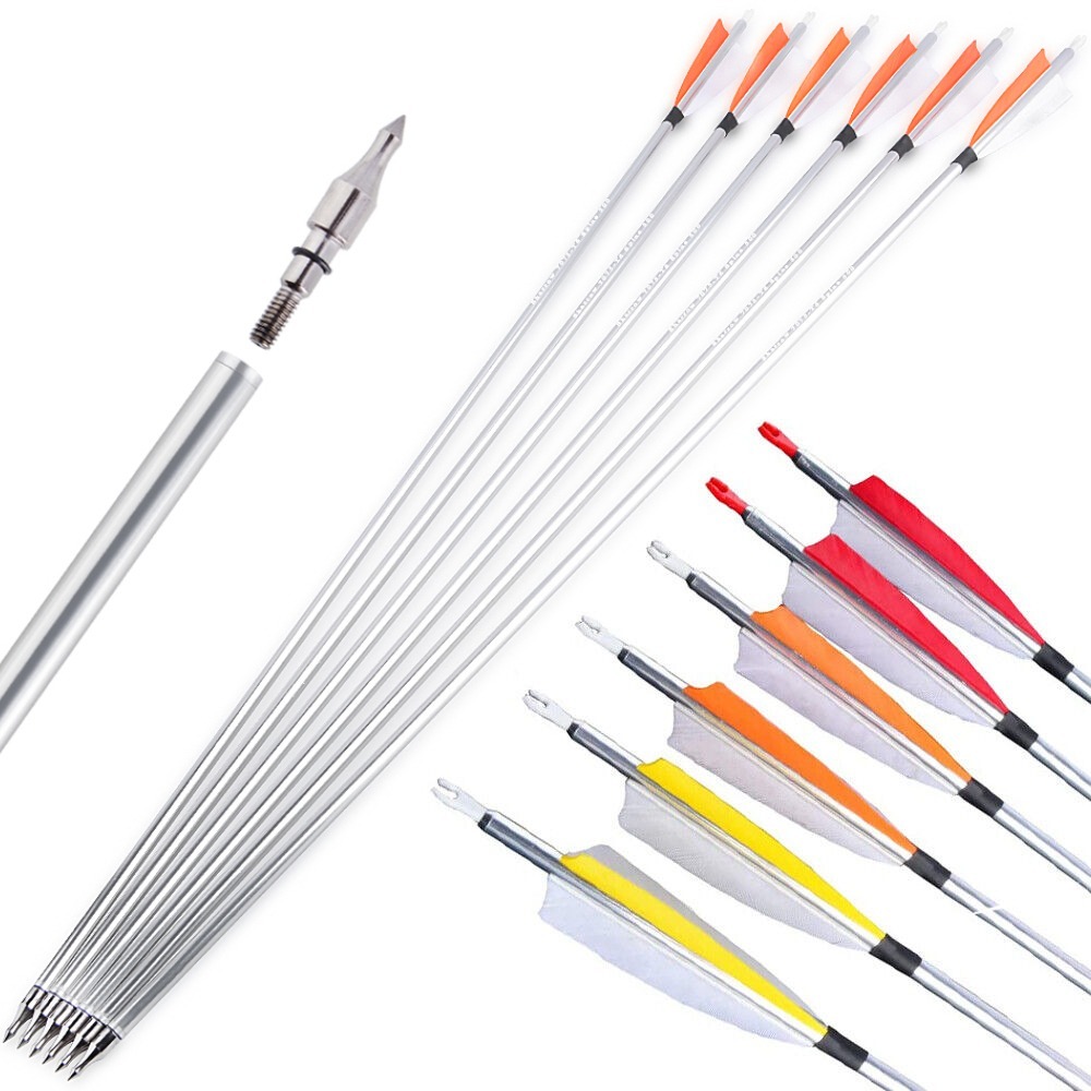 Aluminum Arrows 30" SP500 4" Feathers Archery Hunting Practice ...